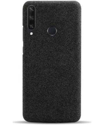 Huawei Y6p Stof Hard Back Cover Zwart | GSMpunt.nl