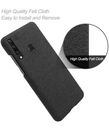 Huawei Y6p Stof Hard Back Cover Zwart | GSMpunt.nl