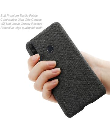 Huawei Y6p Stof Hard Back Cover Zwart | GSMpunt.nl