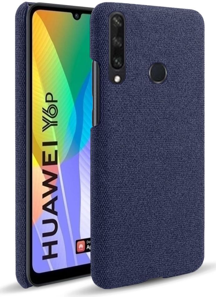 Huawei Y6p Stof Hard Back Cover Blauw | gsmpunt