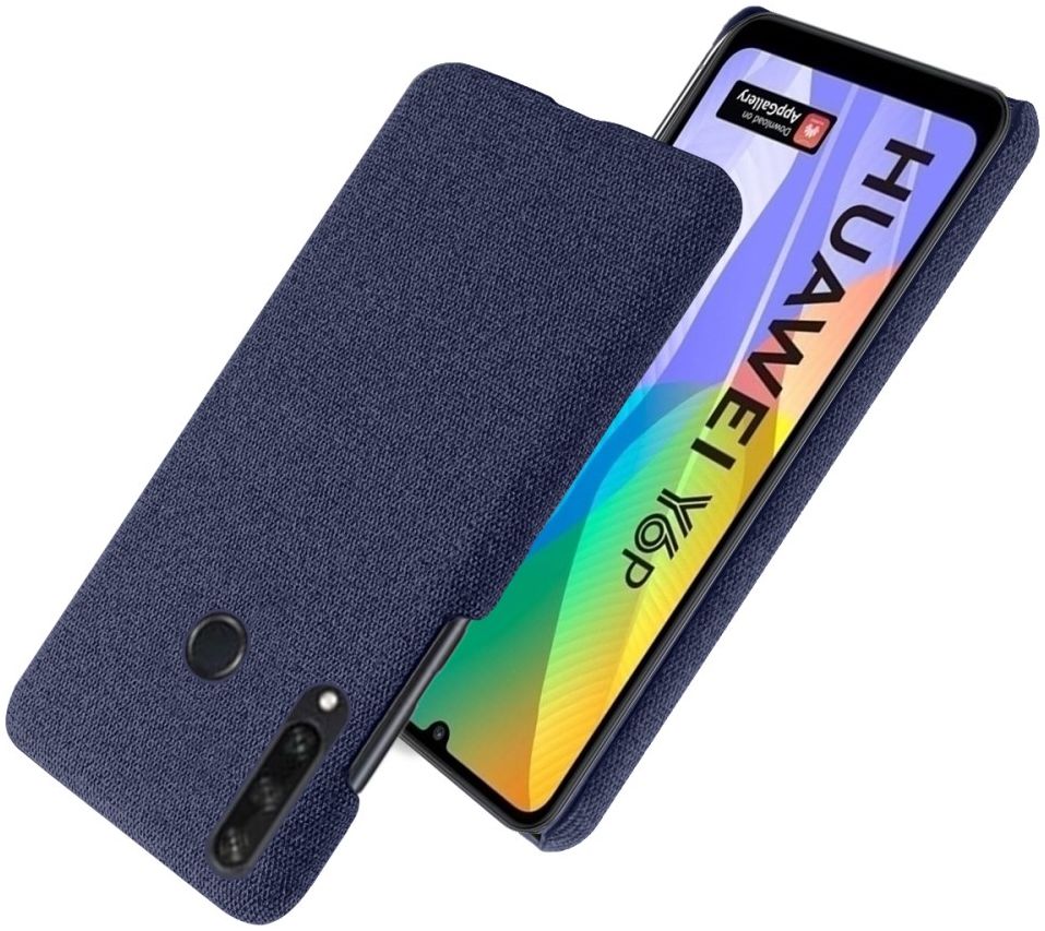 Huawei Y6p Stof Hard Back Cover Blauw | gsmpunt