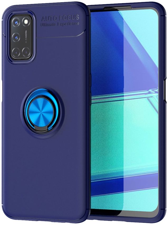 Oppo A52 / A72 Hoesje Kickstand Ring Blauw | GSMpunt.nl