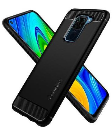 Spigen Rugged Armor Redmi Note 9 Hoesje Matte Black | GSMpunt.nl