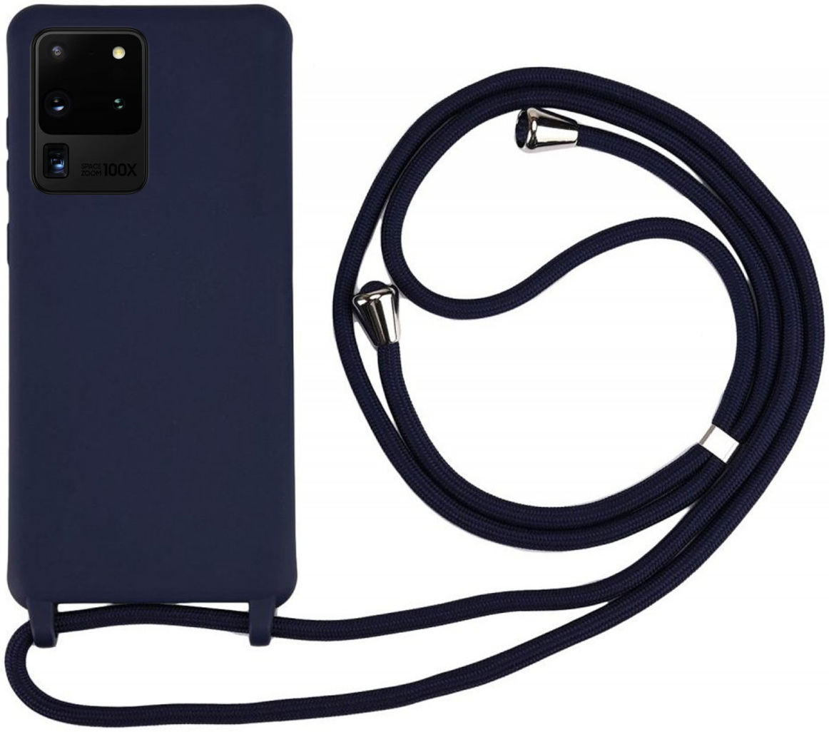 Samsung Galaxy S20 Ultra Hoesje Back Cover TPU met Koord DonkerBlauw | GSMpunt.nl