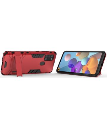 Samsung Galaxy A21S Hoesje Shock Proof Back Cover Met Kickstand Rood ...