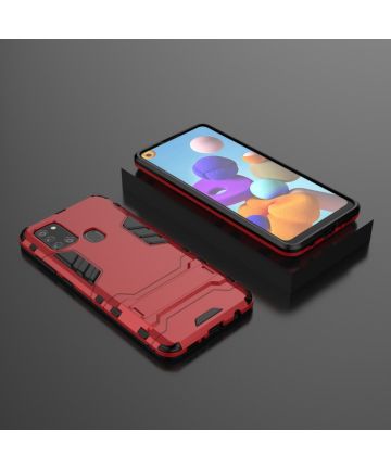 Samsung Galaxy A21S Hoesje Shock Proof Back Cover Met Kickstand Rood ...