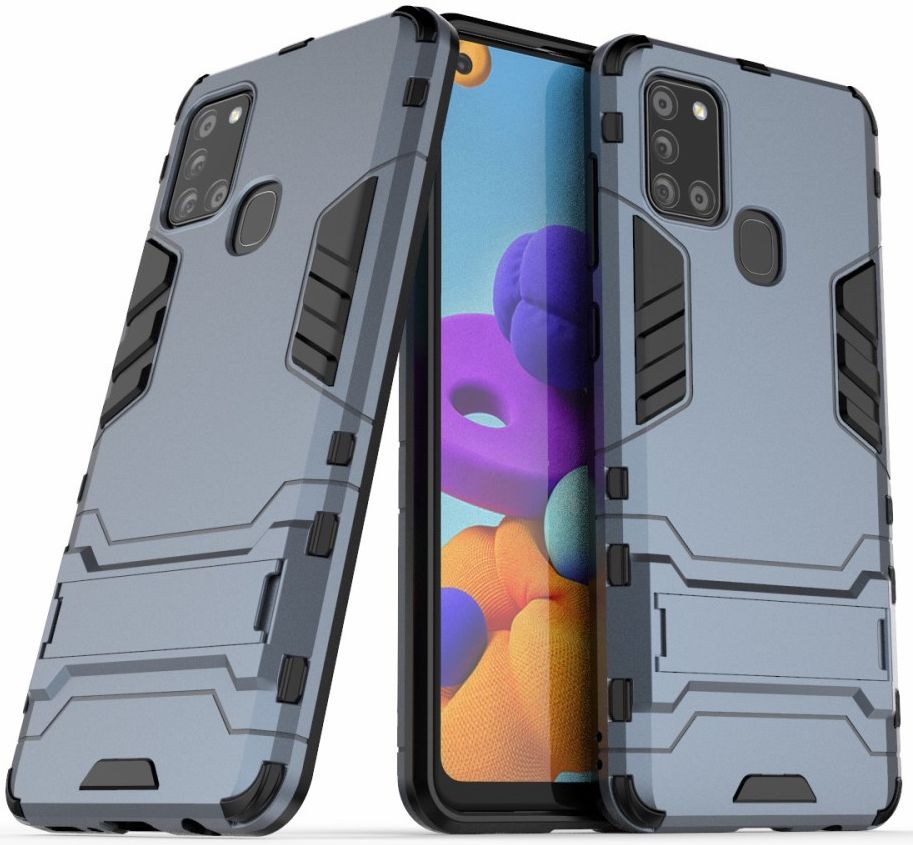 Samsung Galaxy A21S Hoesje Shock Proof Back Cover Met Kickstand Blauw ...