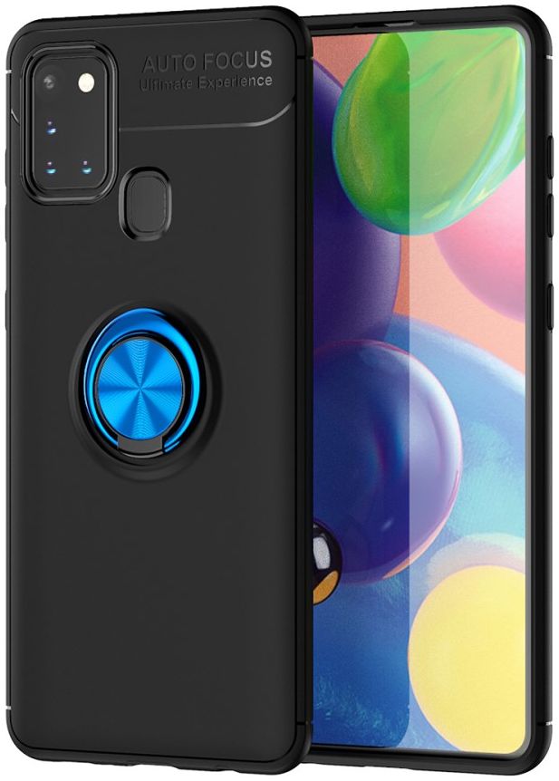 Samsung Galaxy A21S Magnetisch Hoesje met Ring Kickstand Zwart | GSMpunt.nl