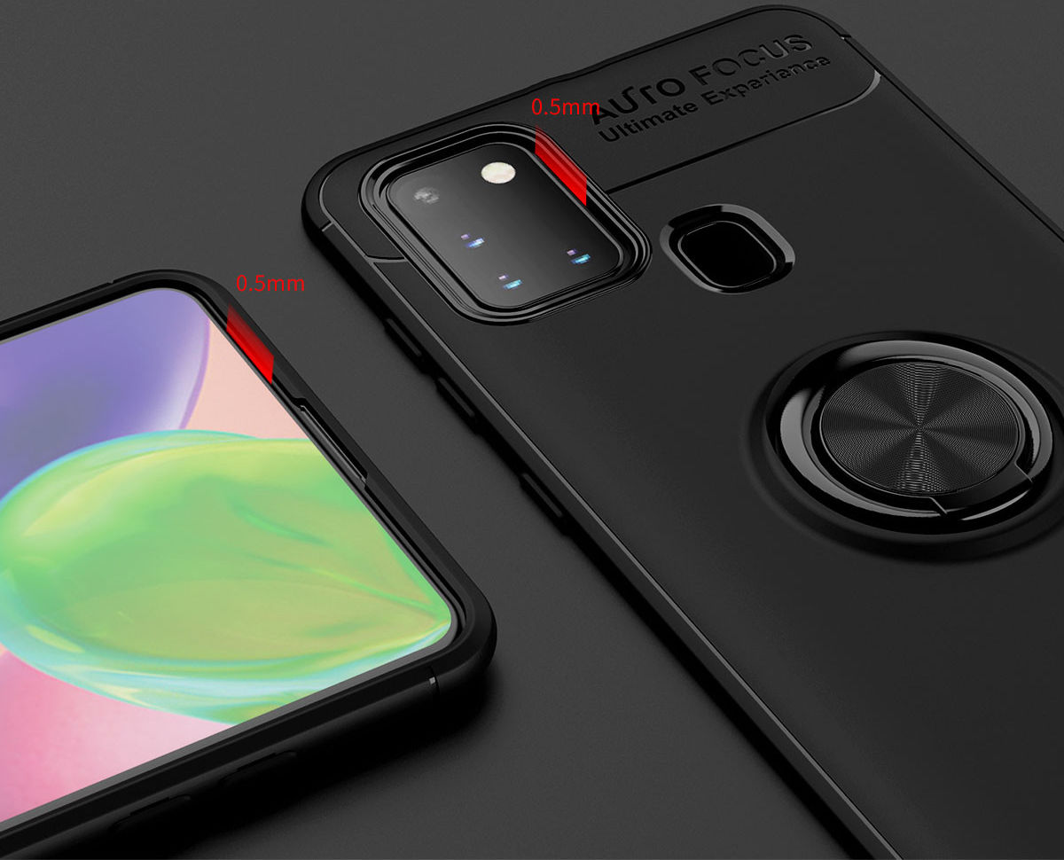 Samsung Galaxy A21S Magnetisch Hoesje met Ring Kickstand Zwart | GSMpunt.nl