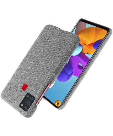 Samsung Galaxy A21S Stof Hard Back Cover Grijs | GSMpunt.nl