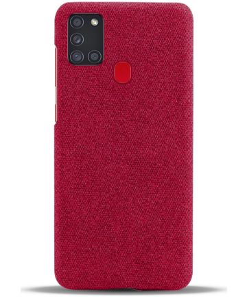 Samsung Galaxy A21S Stof Hard Back Cover Rood | GSMpunt.nl