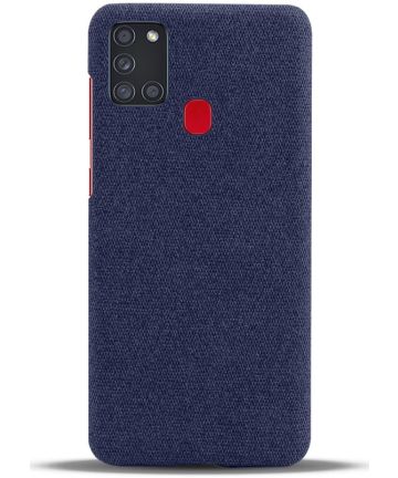 Samsung Galaxy A21S Stof Hard Back Cover Blauw | GSMpunt.nl