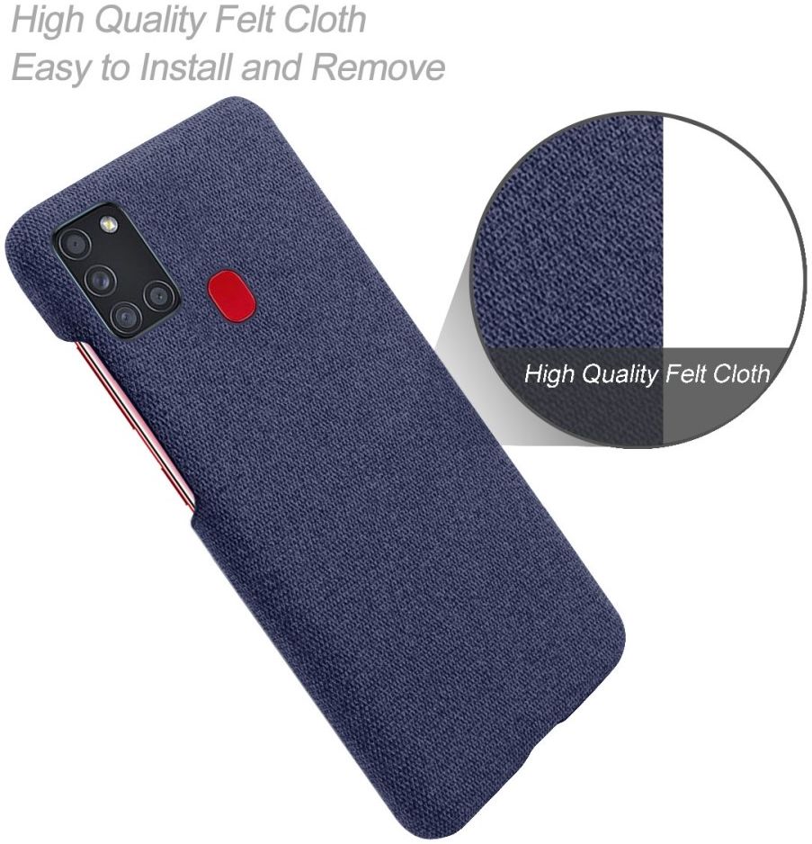 Samsung Galaxy A21S Stof Hard Back Cover Blauw | GSMpunt.nl