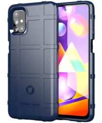 Samsung Galaxy M31s Hybride Hoesje met Kickstand Ring Blauw | GSMpunt.nl