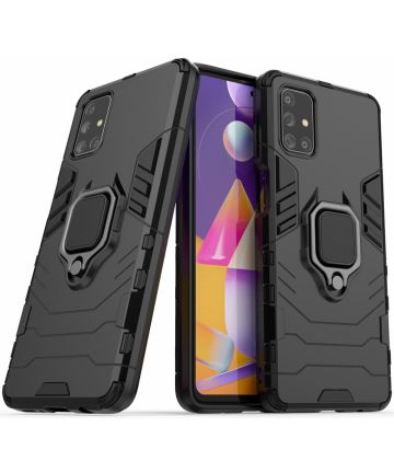 Samsung Galaxy M31s Hybride Hoesje met Kickstand Ring Zwart | GSMpunt.nl