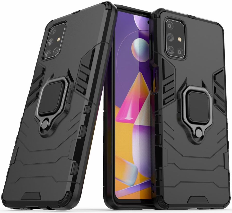 Samsung Galaxy M31s Hybride Hoesje met Kickstand Ring Zwart | gsmpunt