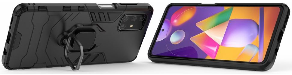 Samsung Galaxy M31s Hybride Hoesje met Kickstand Ring Zwart | gsmpunt
