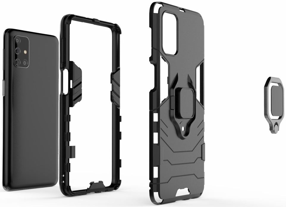 Samsung Galaxy M31s Hybride Hoesje met Kickstand Ring Zwart | gsmpunt