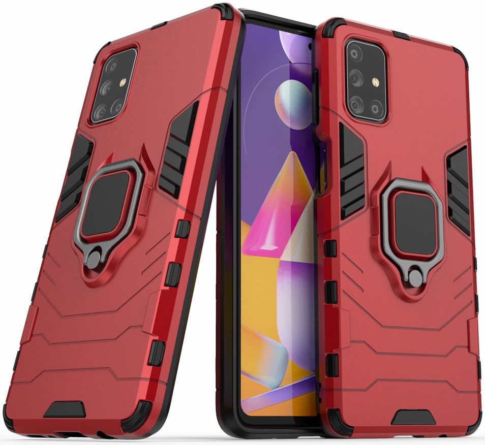 Samsung Galaxy M31s Hybride Hoesje met Kickstand Ring Rood | GSMpunt.nl