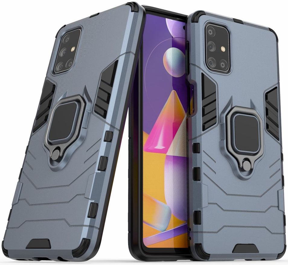 Samsung Galaxy M31s Hybride Hoesje met Kickstand Ring Blauw | GSMpunt.nl