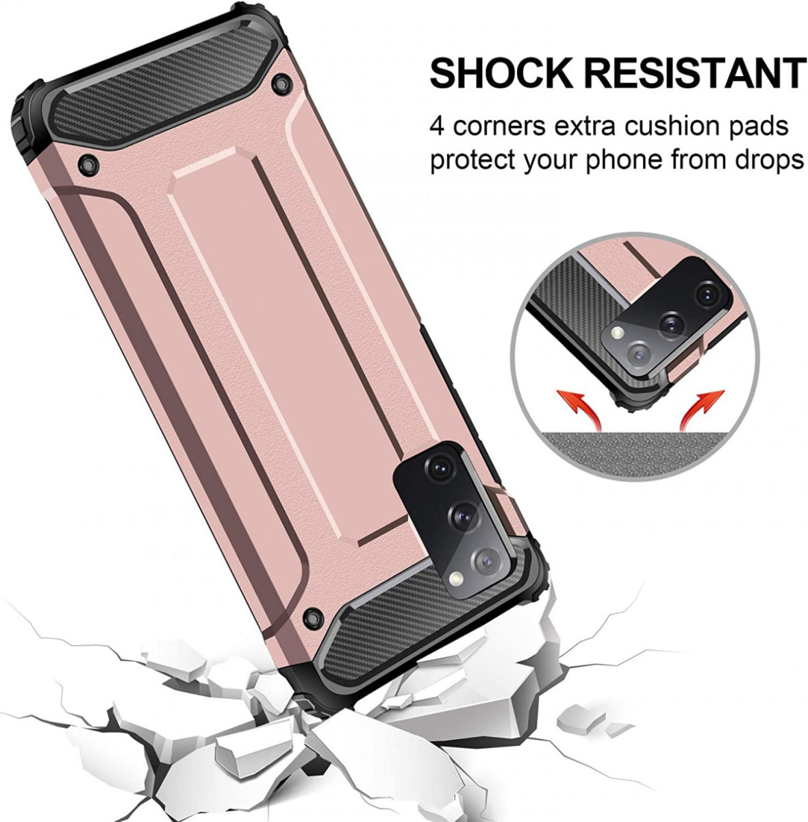 Samsung Galaxy S20 FE Hoesje Shock Proof Hybride Backcover Roze | GSMpunt.nl