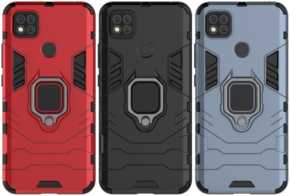 Xiaomi Redmi 9C Hybride Hoesje met Kickstand Ring Zwart | gsmpunt