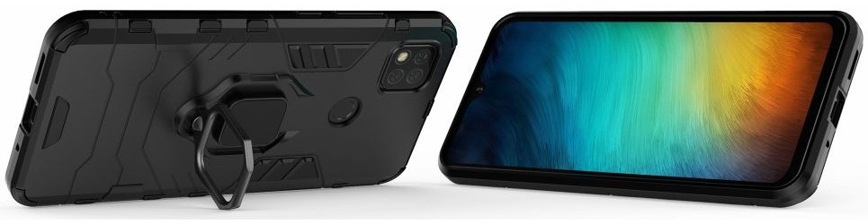 Xiaomi Redmi 9C Hybride Hoesje met Kickstand Ring Zwart | gsmpunt