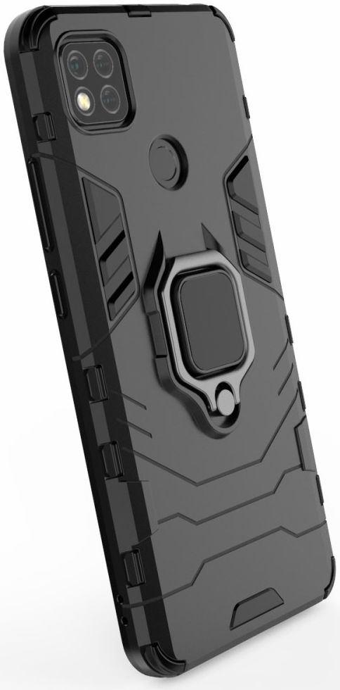 Xiaomi Redmi 9C Hybride Hoesje met Kickstand Ring Zwart | gsmpunt