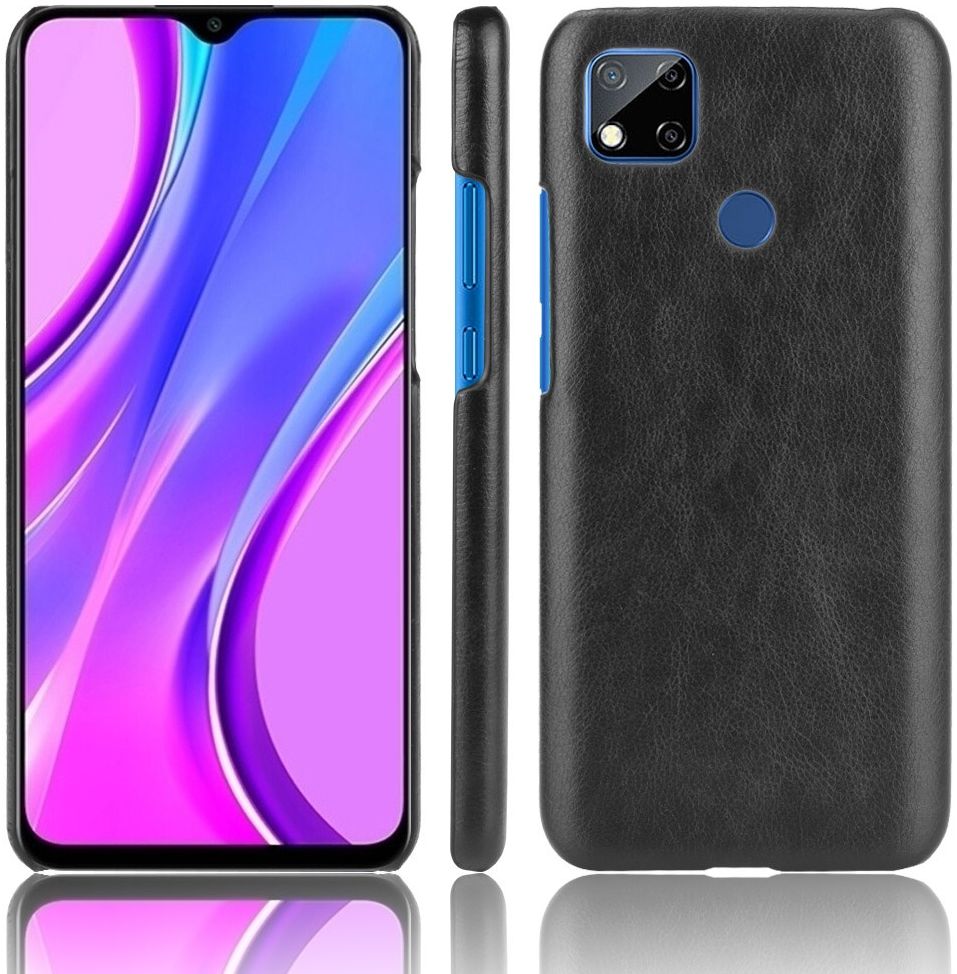 Xiaomi Redmi 9C Hoesje Litchi Skin Backcover Zwart | gsmpunt