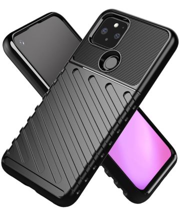 Google Pixel 5 Twill Thunder Texture Back Cover Zwart | GSMpunt.nl