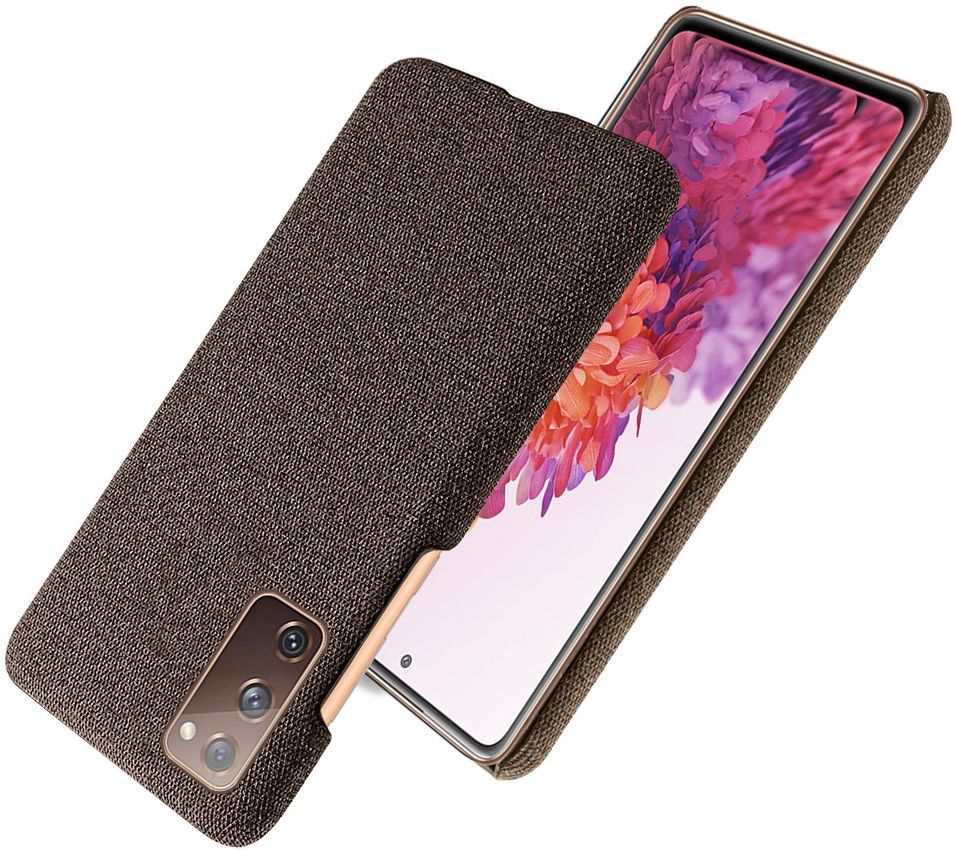 Samsung Galaxy S20 FE Hoesje Back Cover Stof Textuur Bruin | GSMpunt.nl