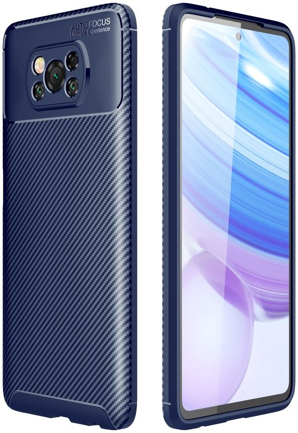 Xiaomi Poco X3 / X3 Pro Hoesje TPU Carbon Fiber Back Cover Blauw | gsmpunt