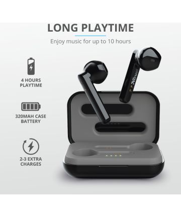 Trust Primo Touch Wireless Bluetooth Earphones Zwart | GSMpunt.nl