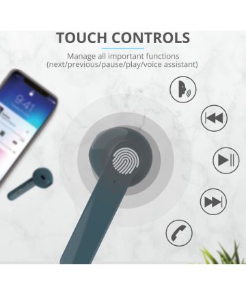 Trust Primo Touch Wireless Bluetooth Earphones Blauw | GSMpunt.nl