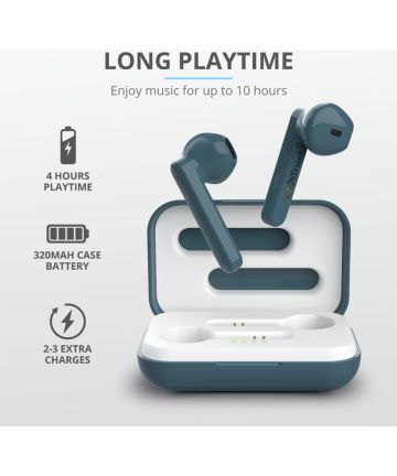 Trust Primo Touch Wireless Bluetooth Earphones Blauw | GSMpunt.nl
