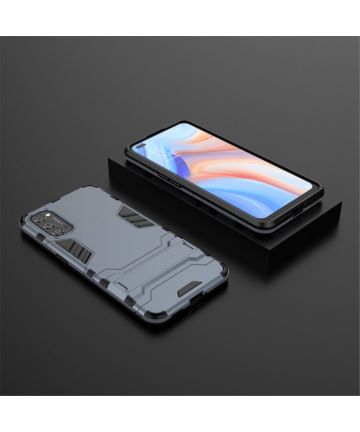 Oppo Reno 4 5G Hoesje Shock Proof Back Cover Met Kickstand Blauw ...