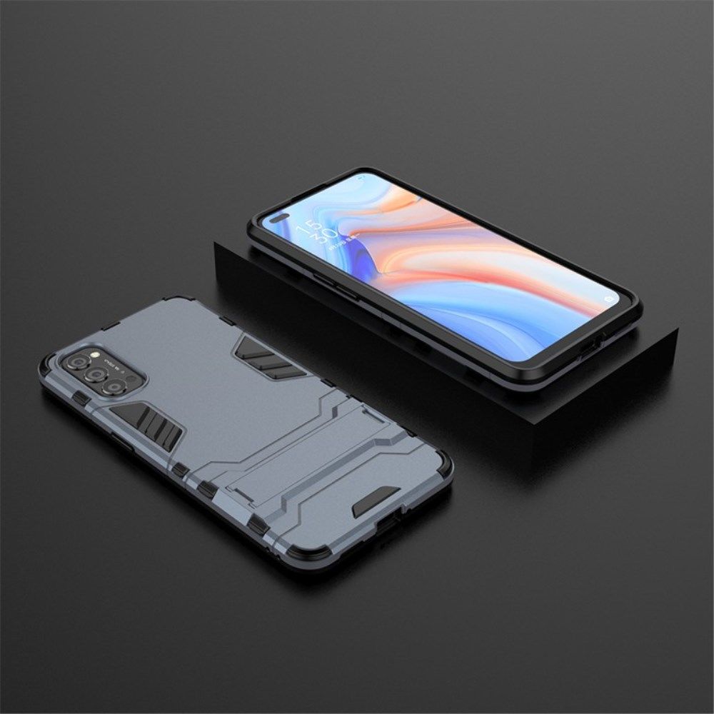 Oppo Reno 4 5G Hoesje Shock Proof Back Cover Met Kickstand Blauw ...