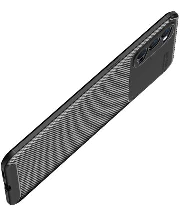 Oppo Reno 4 5G Hoesje Siliconen Carbon Back Cover Zwart | GSMpunt.nl