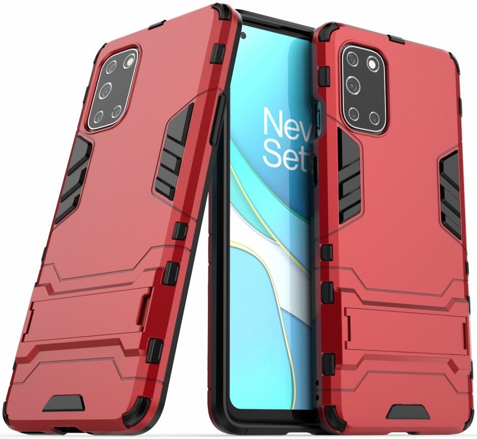 OnePlus 8T Back Cover Hoesje Hybride Kickstand Rood | gsmpunt