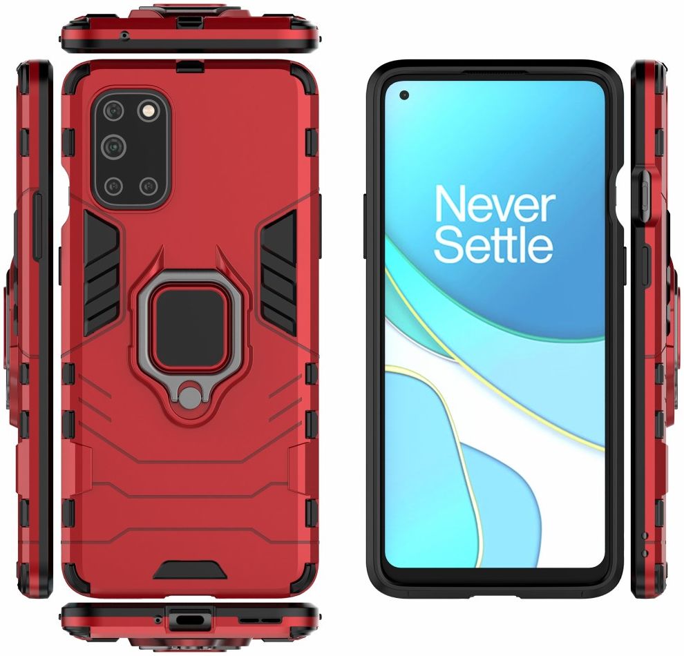 OnePlus 8T Back Cover Hoesje Kickstand Ring Rood | GSMpunt.nl