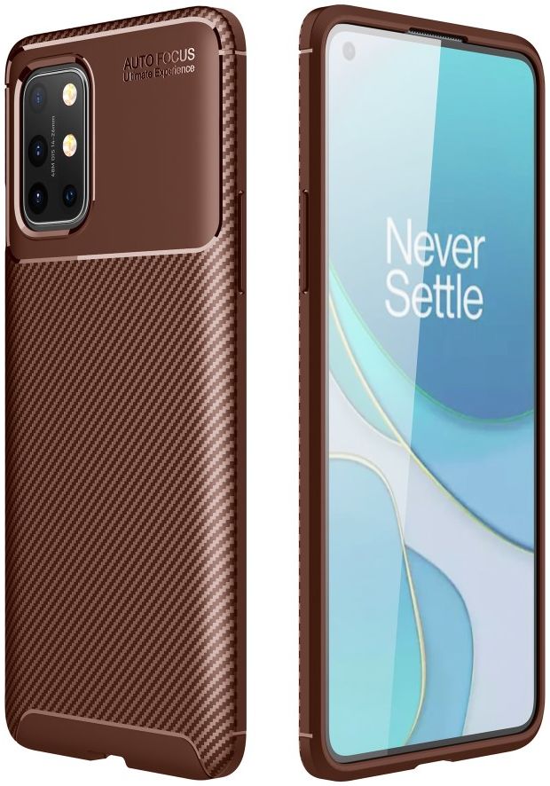 OnePlus 8T Back Cover Hoesje Siliconen Carbon Bruin | gsmpunt