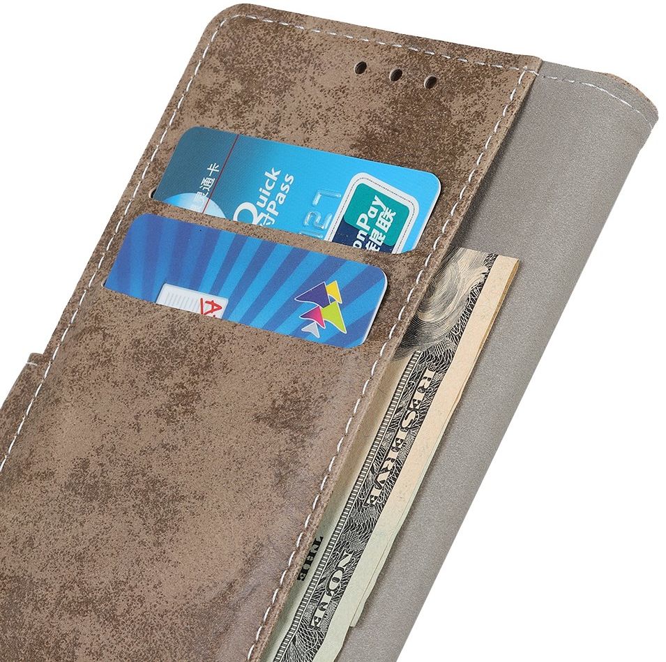 OnePlus 8T Book Case Hoesje Retro Wallet Khaki | GSMpunt.nl