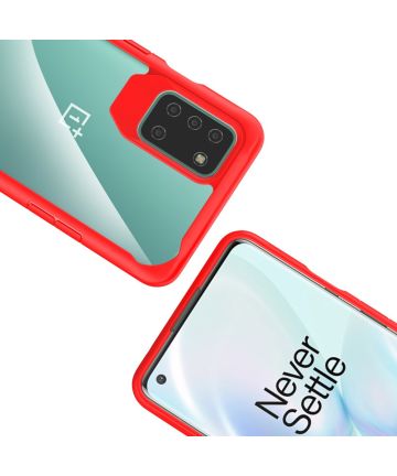 OnePlus 8T Back Cover Hoesje Hybride Shockproof Transparant Rood ...