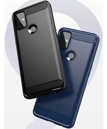 OnePlus Nord N10 Hoesje Geborsteld TPU Flexibele Back Cover Zwart ...